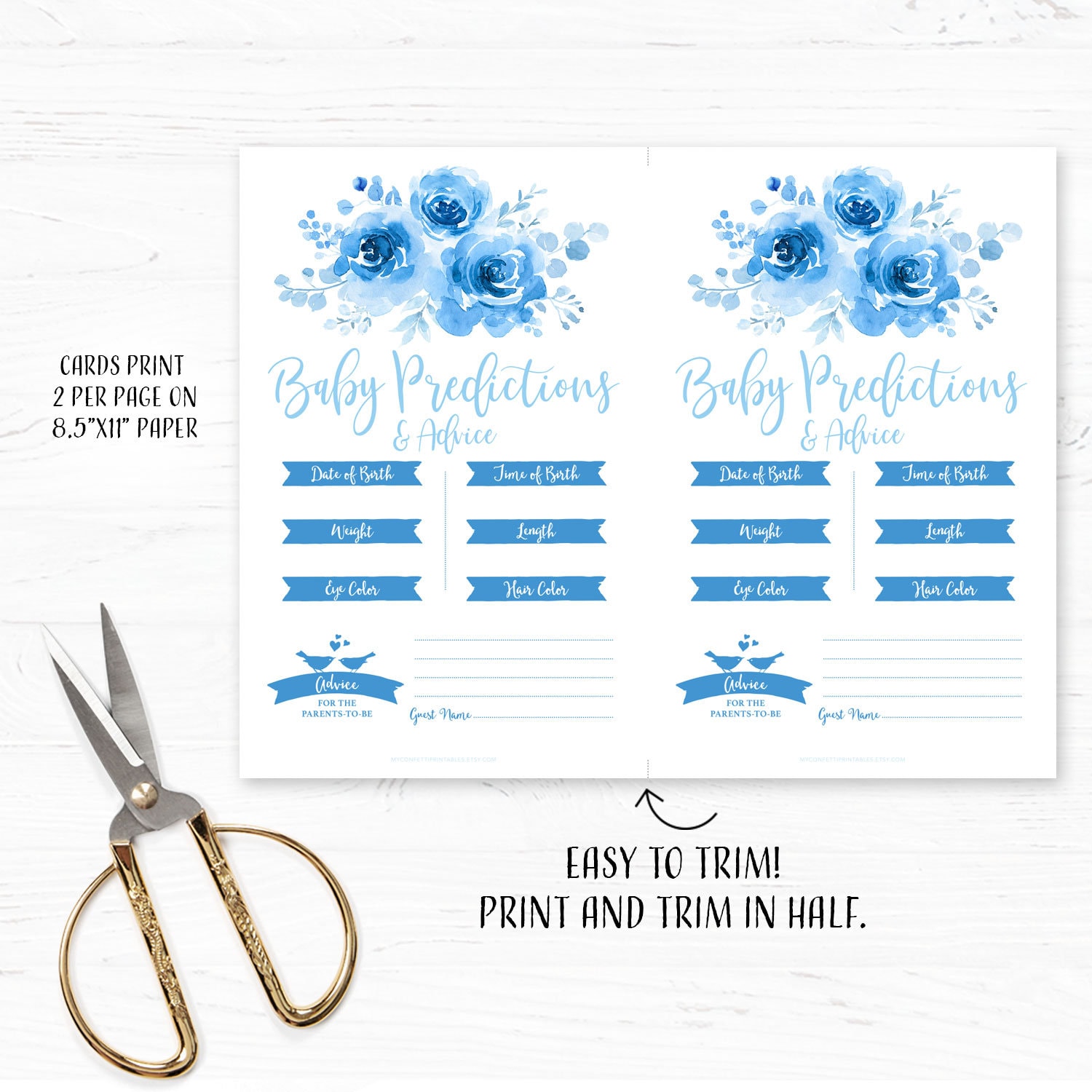 Baby Shower Game Printable Baby Predictions & Advice Game | Etsy