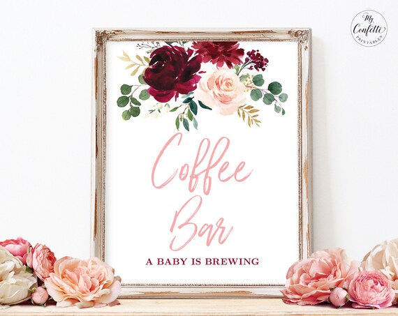 Coffe Bar Sign Printable Baby Shower Coffee Bar Sign A Baby - Etsy