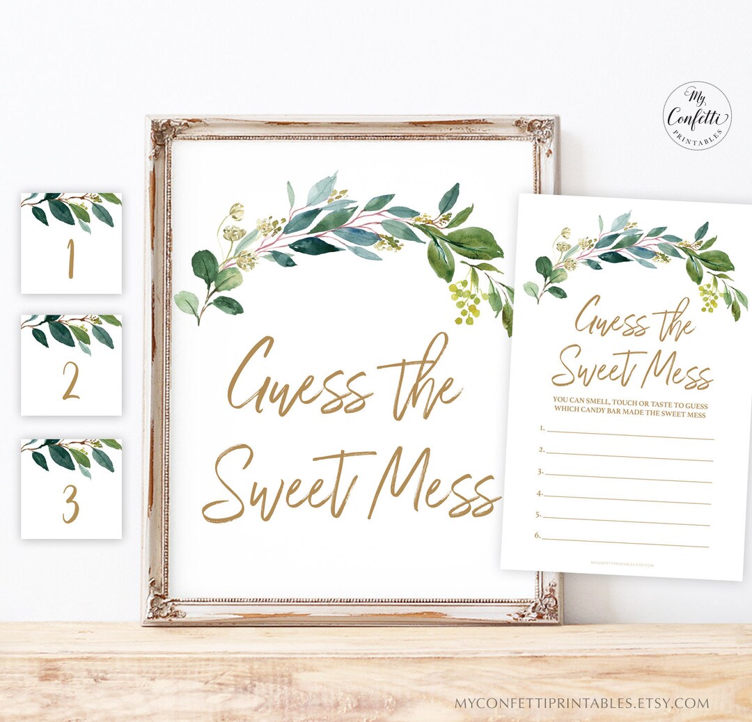 Guess the Sweet Mess Game, Dirty Diaper Game, Guess the Chocolate, Sign ...