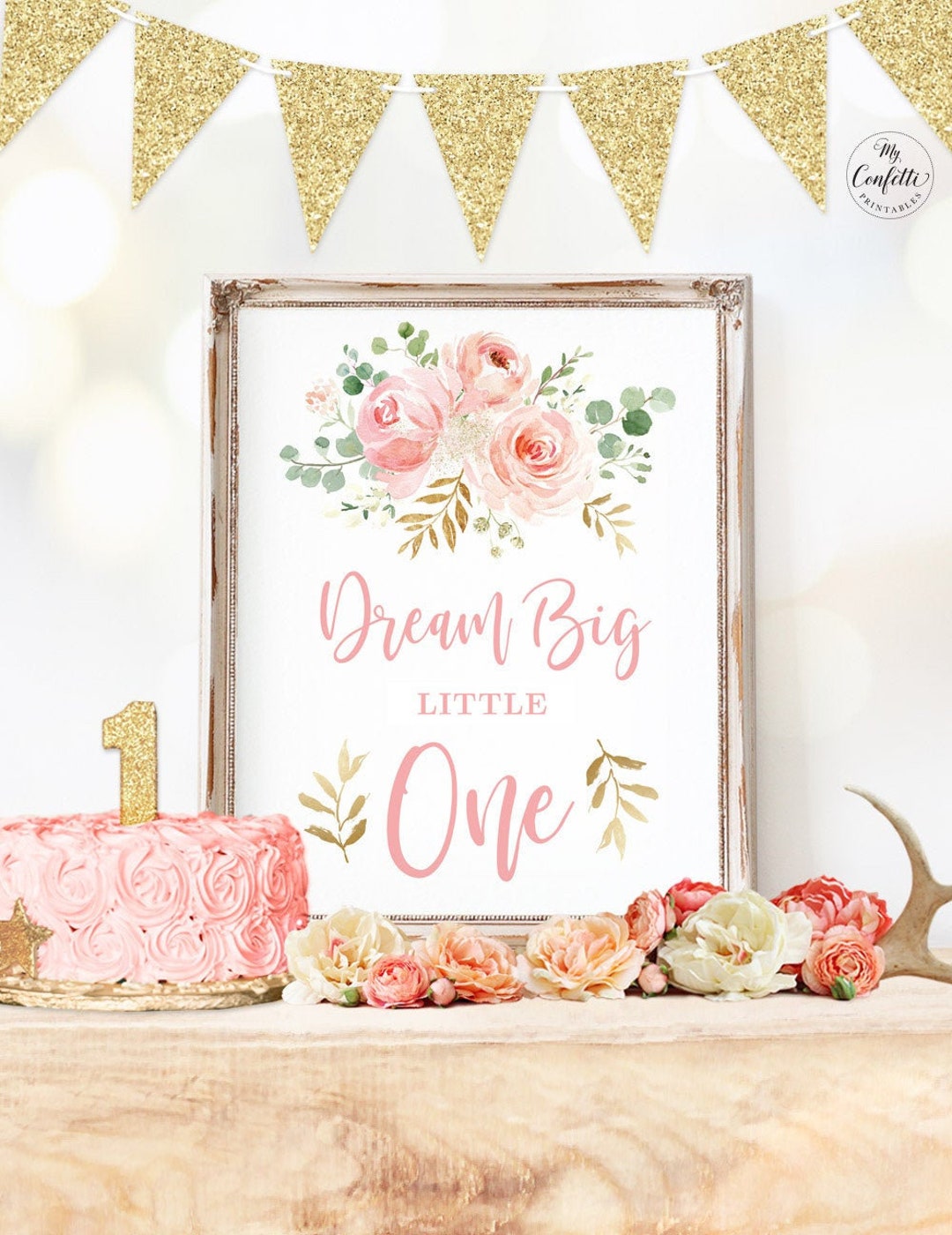 Dream Big Little One Sign, Baby's First Birthday Sign, Printable ...