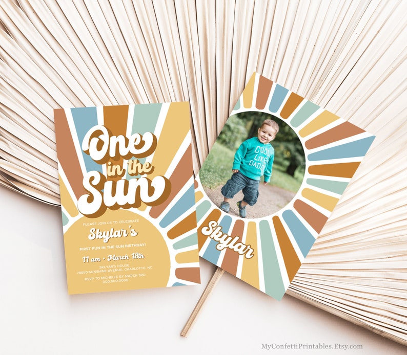One in the Sun Birthday Invitation Editable First Birthday - Etsy