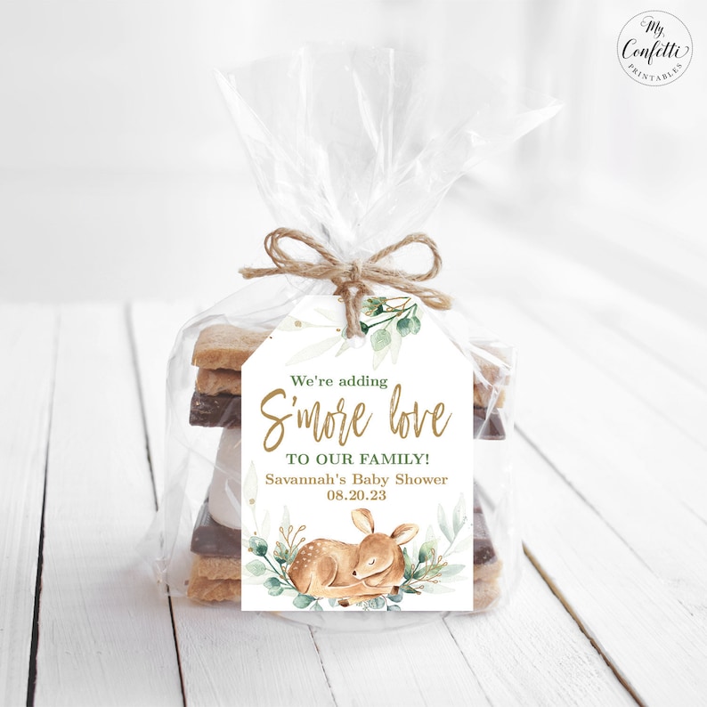 S'more Love Favor Tag, Printable Baby Shower Favor Tag Template ...