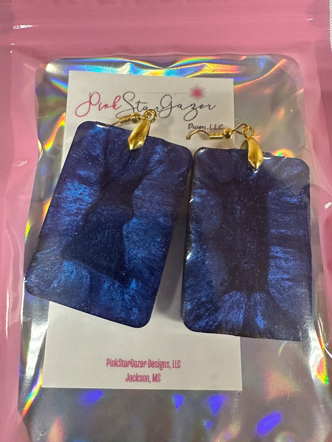 Handmade Resin Earrings Blue Large Drop and Dangle - Etsy