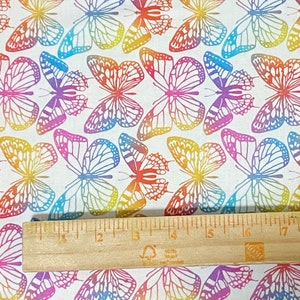 Rainbow Butterfly Cotton Woven Fabric, Rainbow Butterfly Fabric by the ...