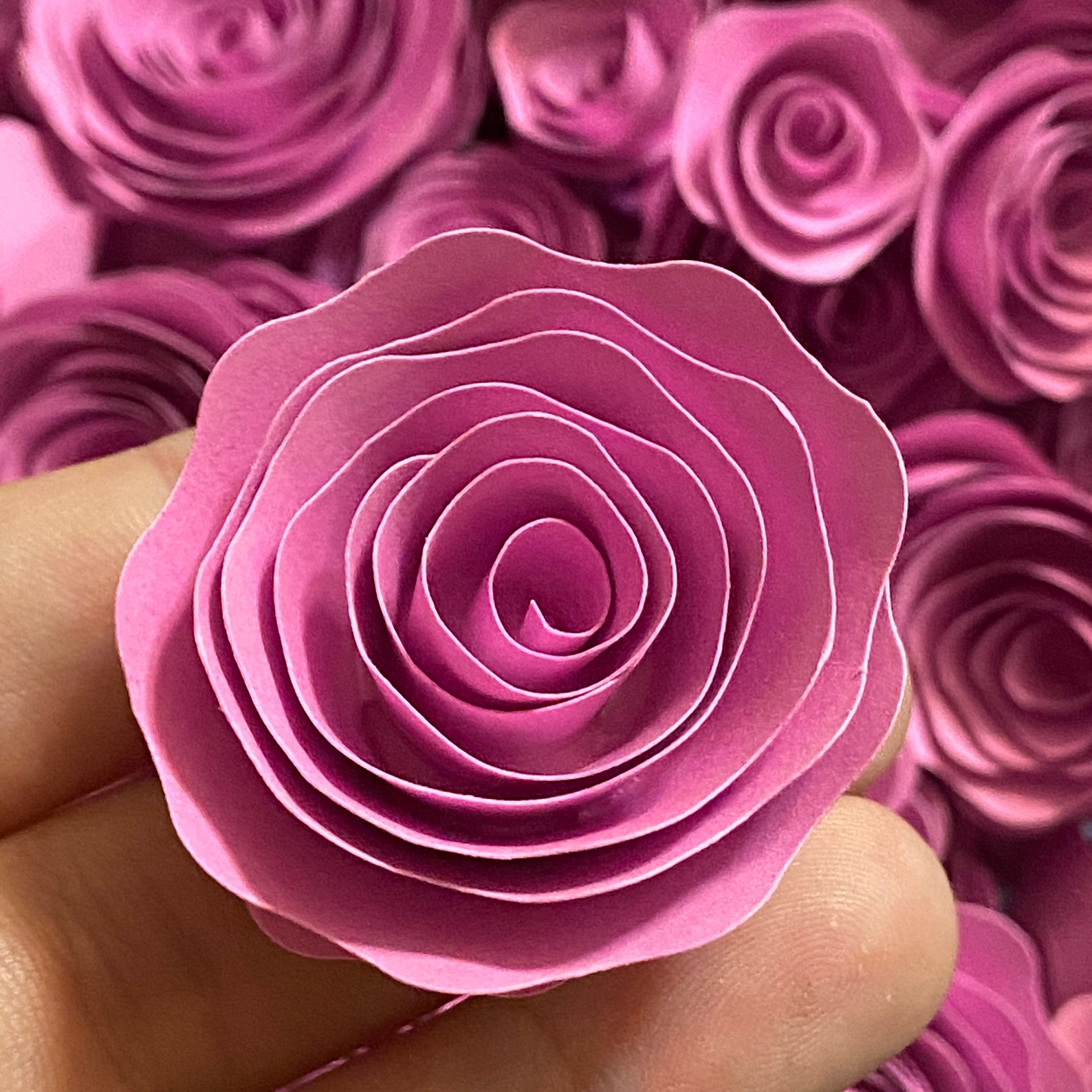Pink Paper Roses Solid Pink Paper Flowers Small Handmade - Etsy