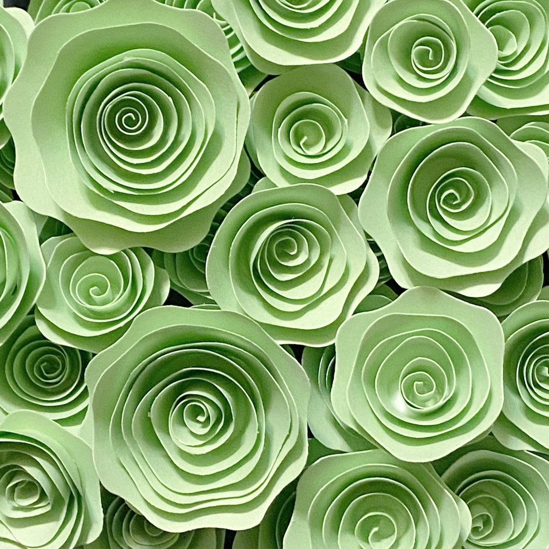 Mint Paper Roses | Solid Mint Paper Flowers | Small Handmade Paper ...