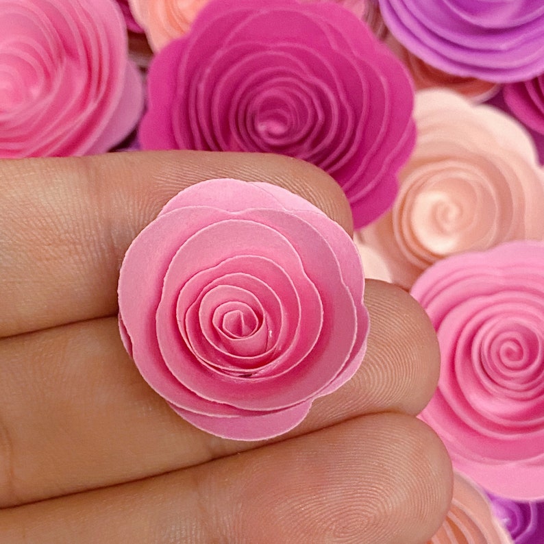 Pink Paper Roses Solid Pink and White Paper Flowers Small - Etsy UK