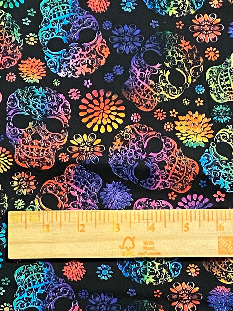 Rainbow Skull Cotton Woven Fabric Gothic Fabric by the Yard - Etsy