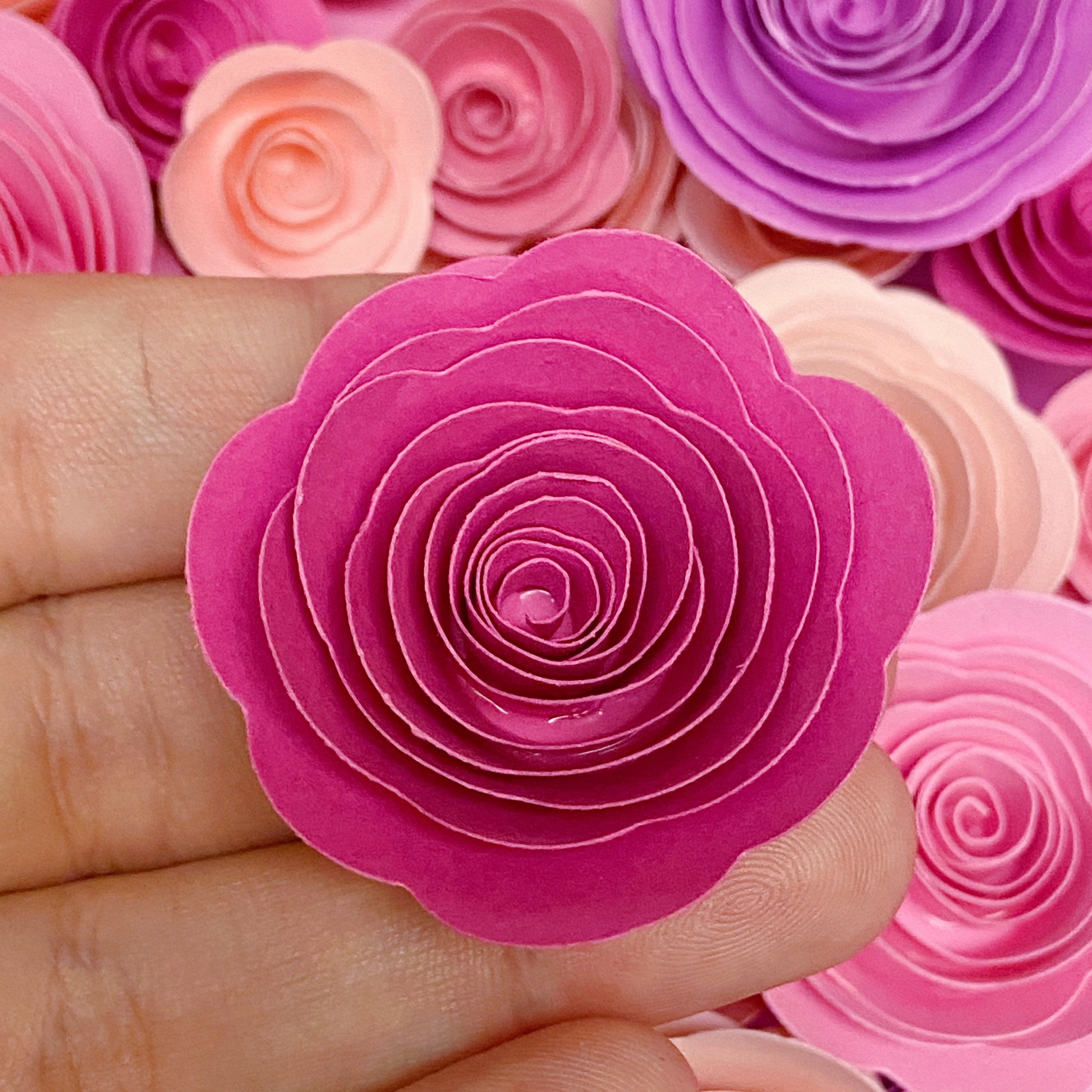 Pink Paper Roses | Solid Pink and White Paper Flowers | Small Handmade ...
