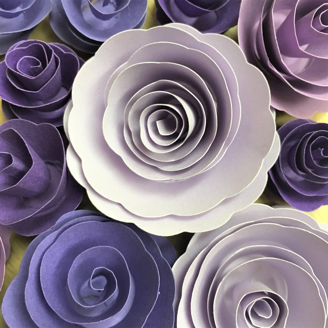 Purple Paper Roses | Solid Purple Paper Flowers | Small Handmade Paper ...