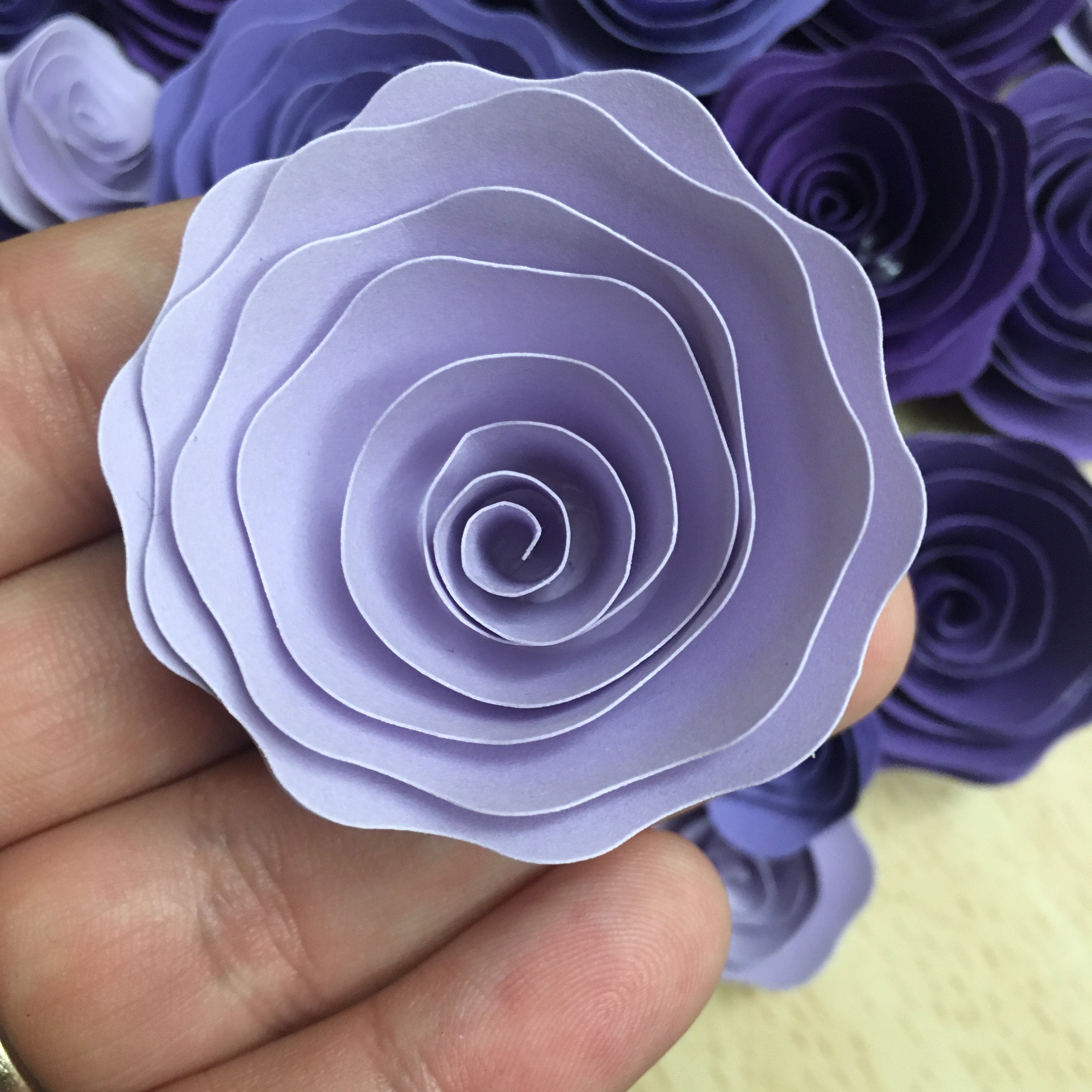 Wavy Purple Paper Roses Solid Purple Paper Flowers Small - Etsy