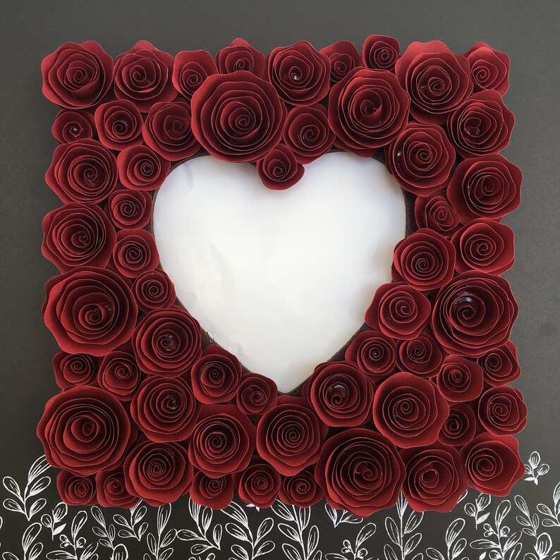 Red Flower Picture Frame Handmade Flower Photo Frame Red | Etsy