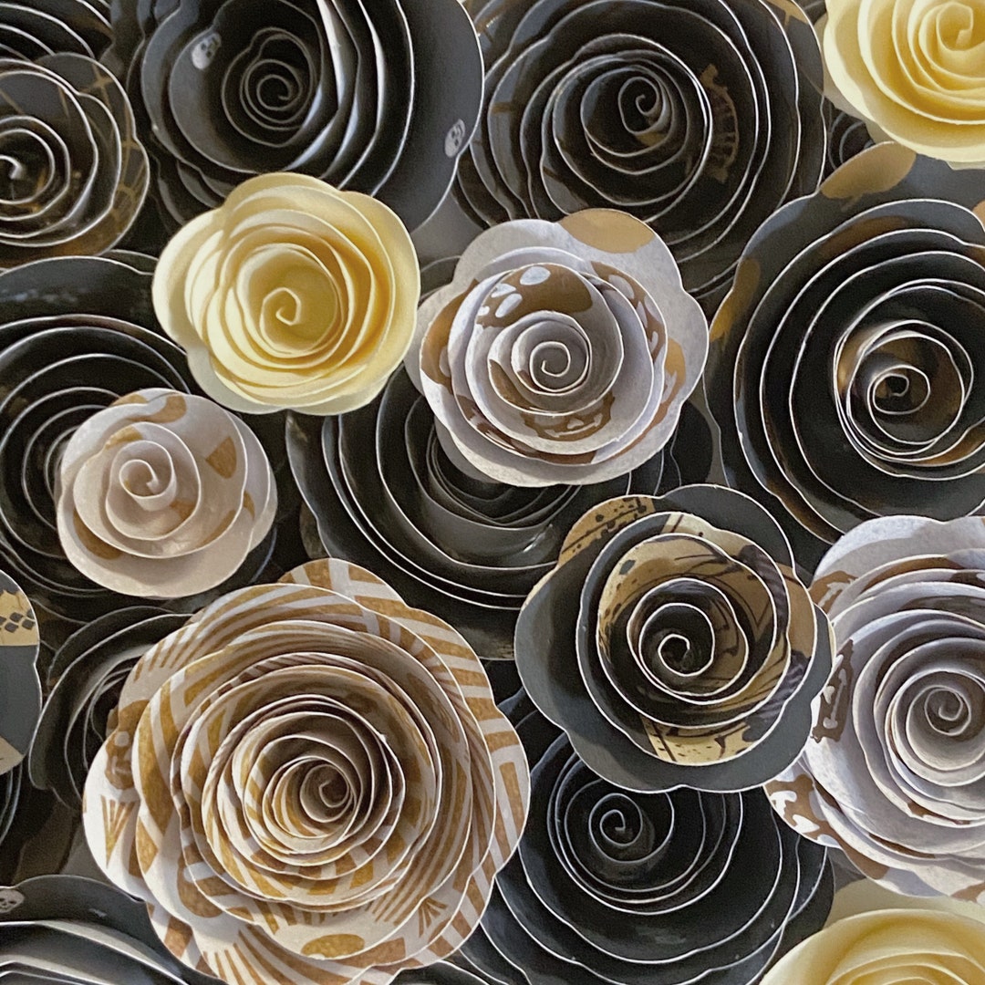 Paper Roses "classic Goth" Set of Black and Gold Paper Flowers | Gothic ...