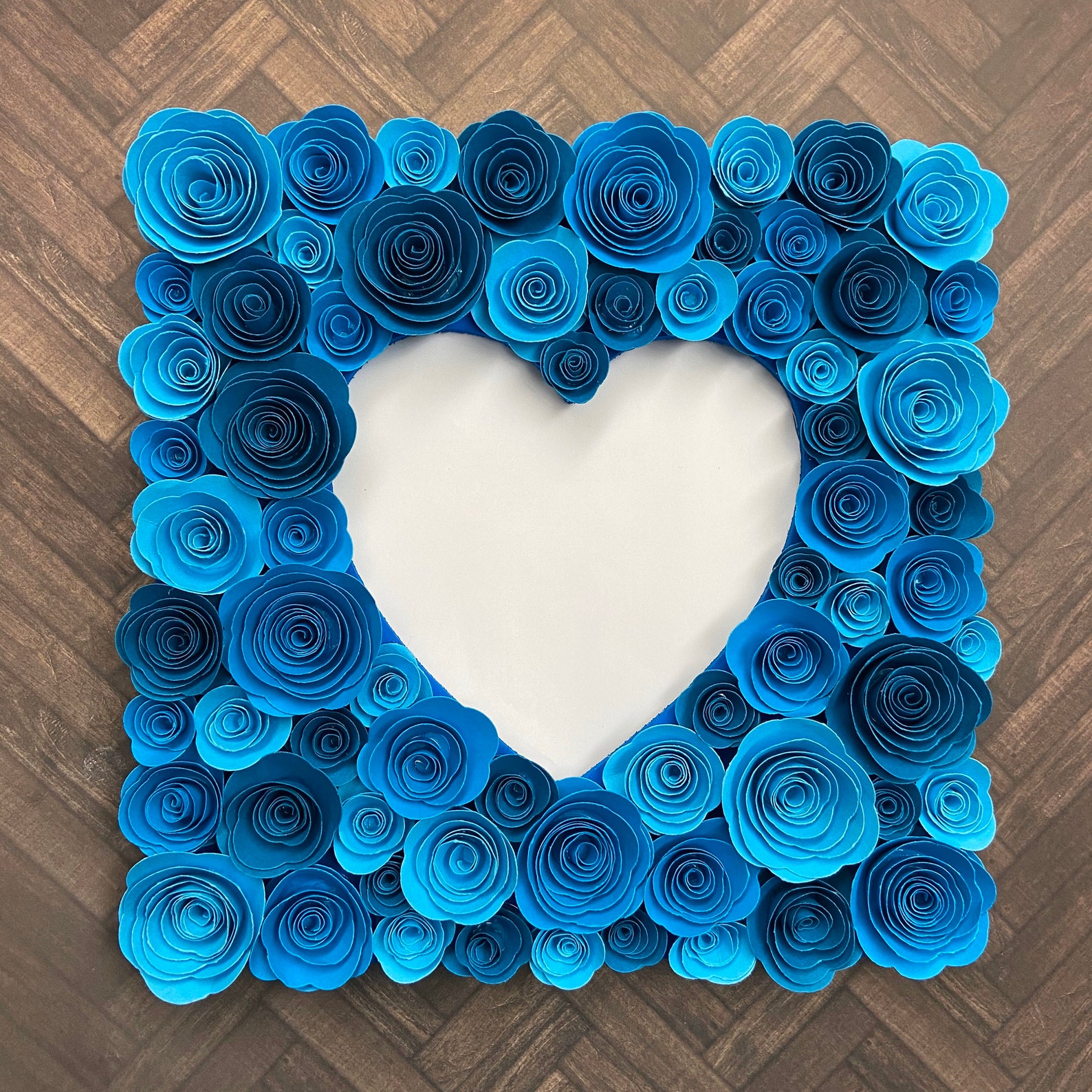 Teal and Blue Flower Picture Frame Flower Decor Cottagecore - Etsy