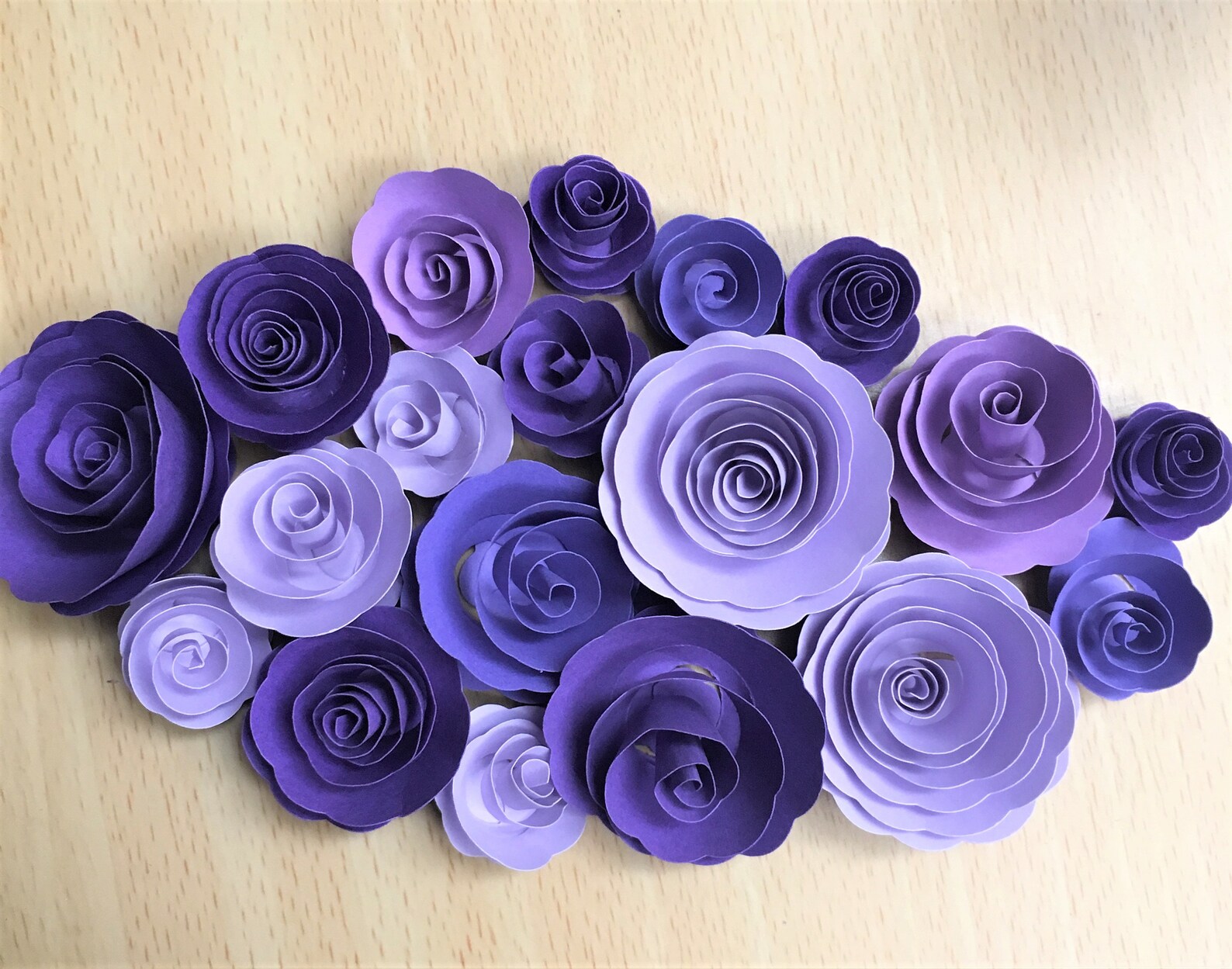 Purple Paper Roses Solid Purple Paper Flowers Small | Etsy