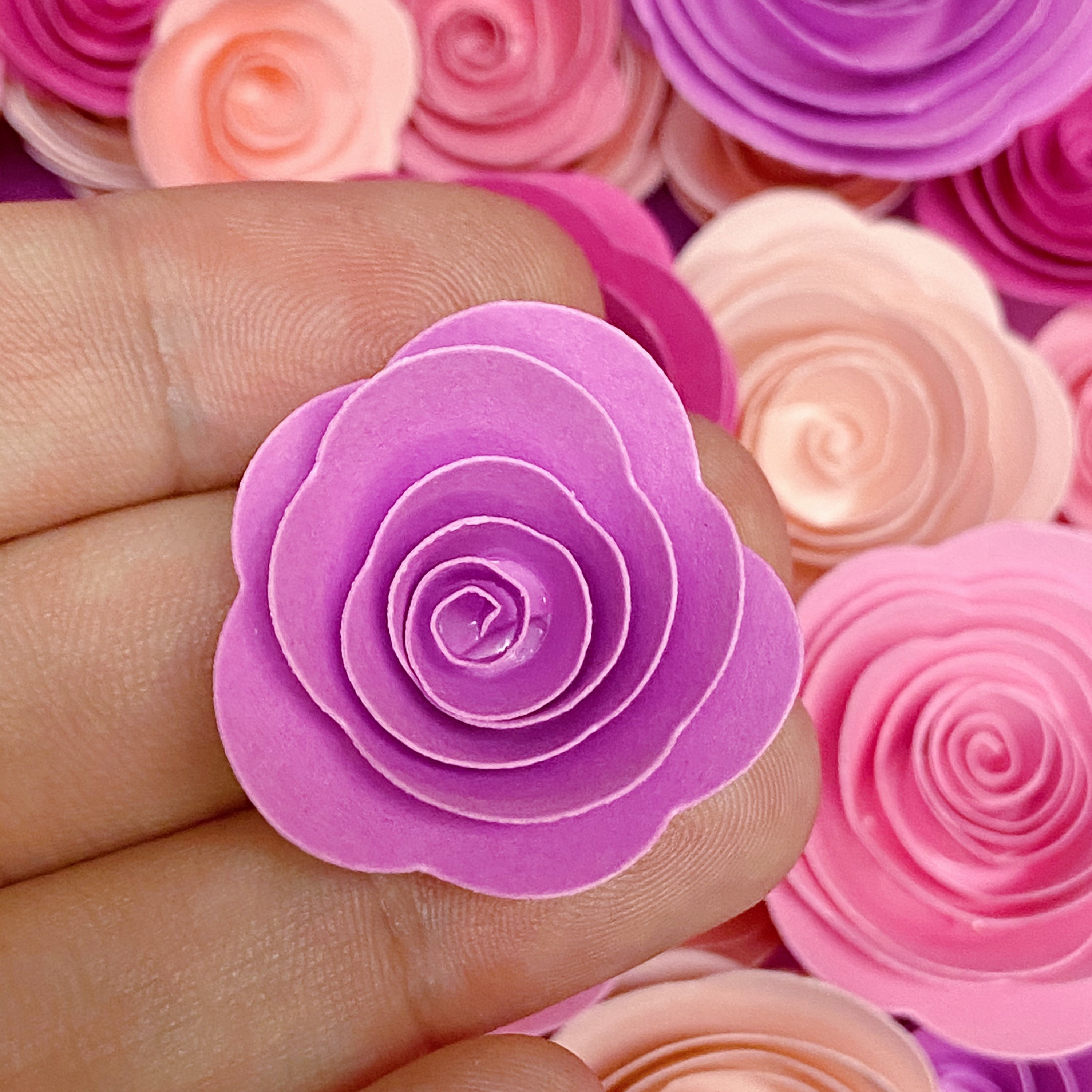 Pink Paper Roses Solid Pink and White Paper Flowers Small | Etsy