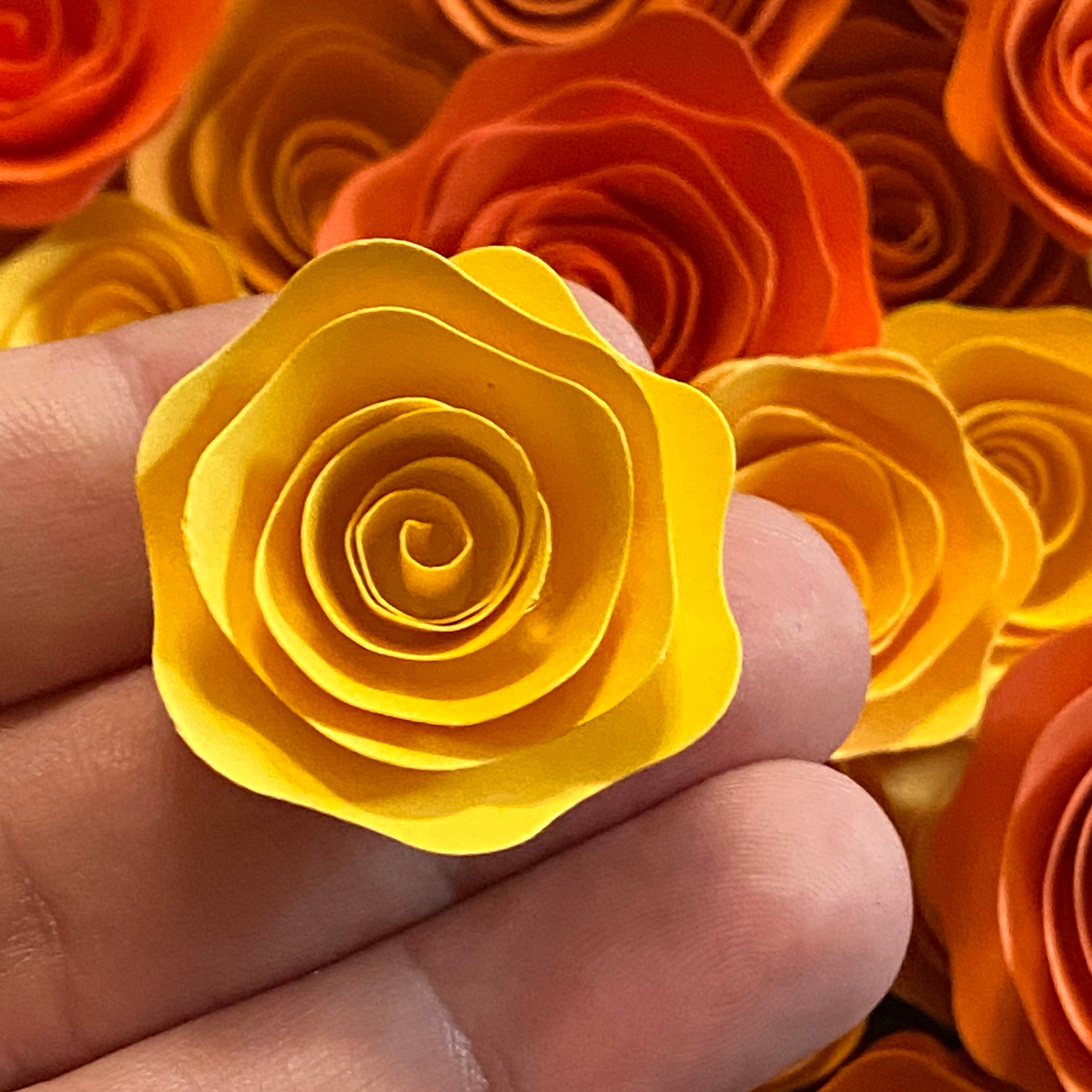 Wavy Orange Roses Juice Solid Orange Paper Flowers Set | Etsy