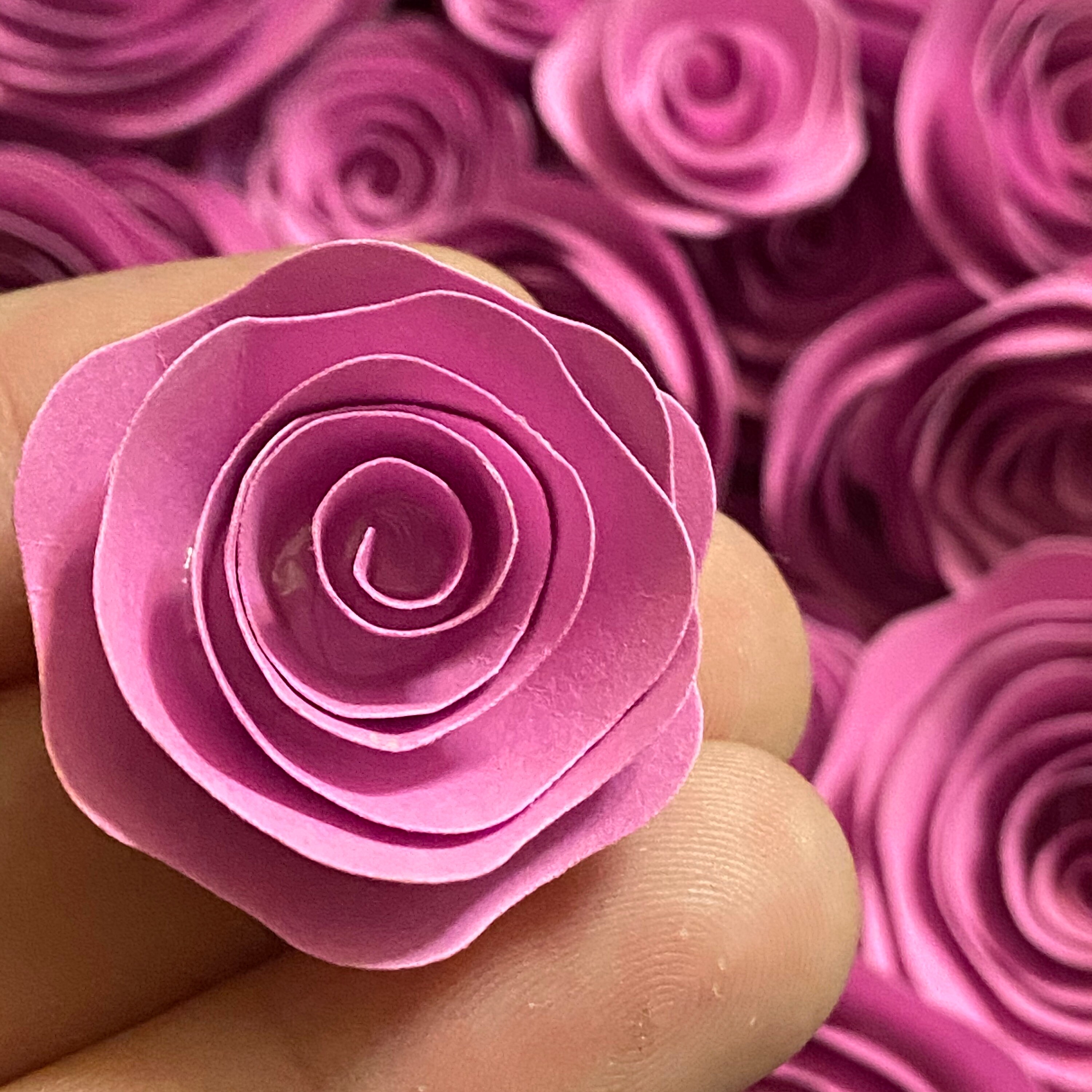 Pink Paper Roses Solid Pink Paper Flowers Small Handmade - Etsy