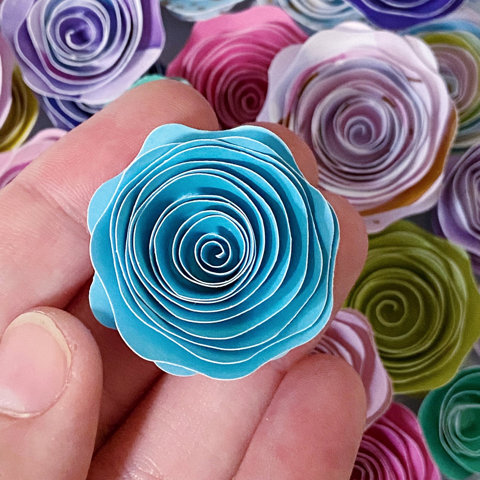 Paper Flowers birthday Cake Set of Brightly - Etsy