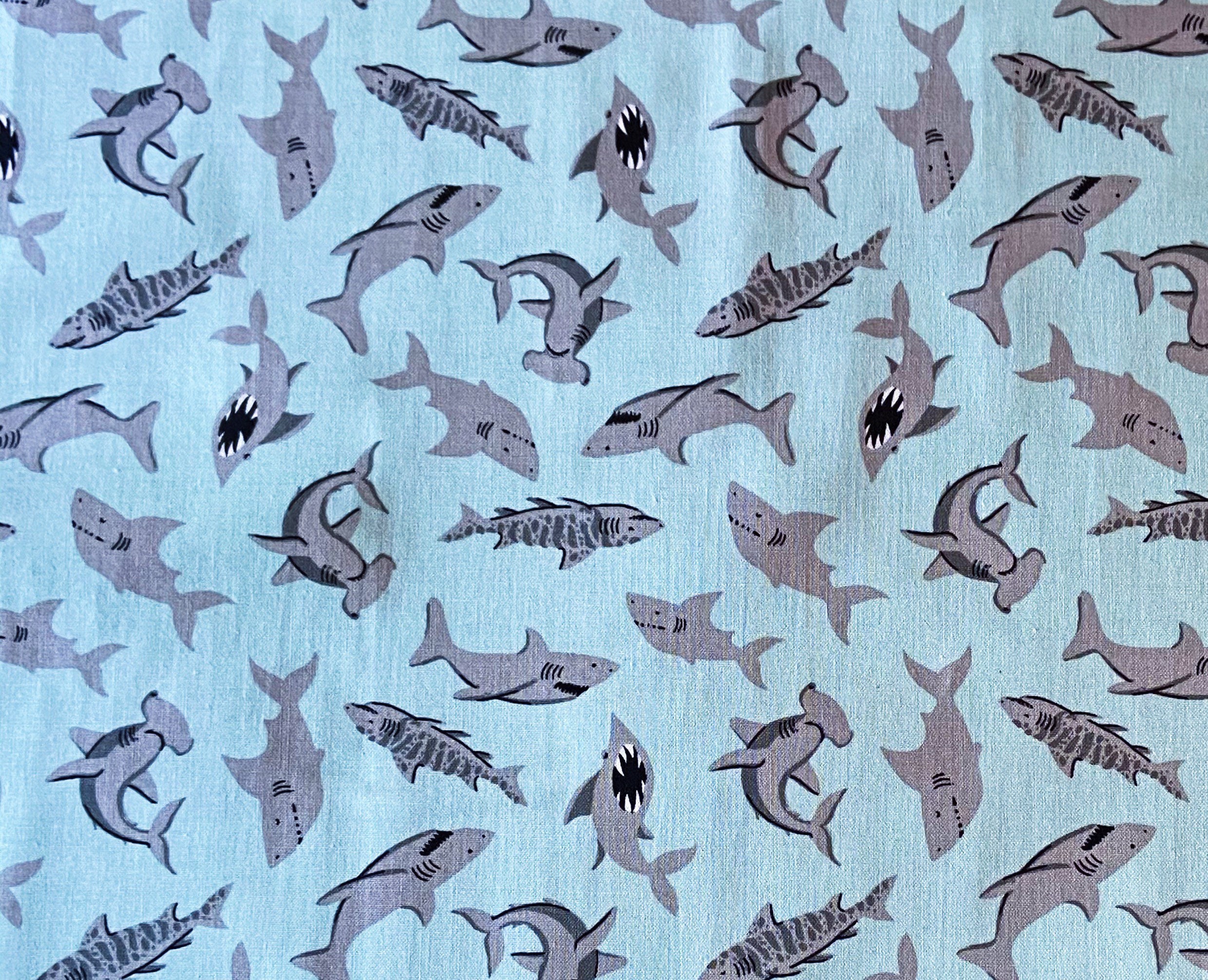 Shark cotton woven fabric shark fabric by the yard cotton | Etsy