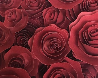 Dark Red Paper Roses Solid Red Paper Flowers Small Handmade | Etsy