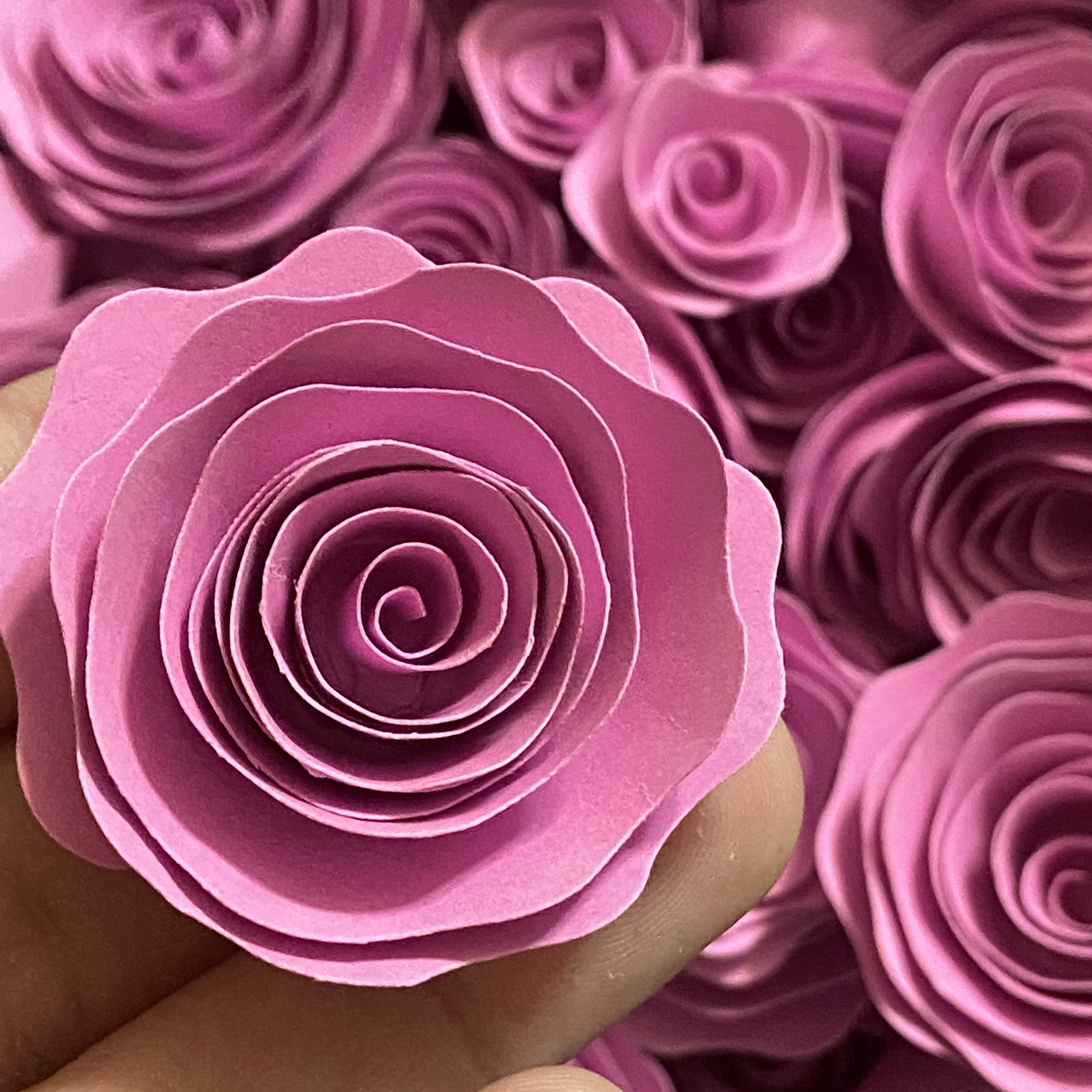 Pink Paper Roses Solid Pink Paper Flowers Small Handmade - Etsy