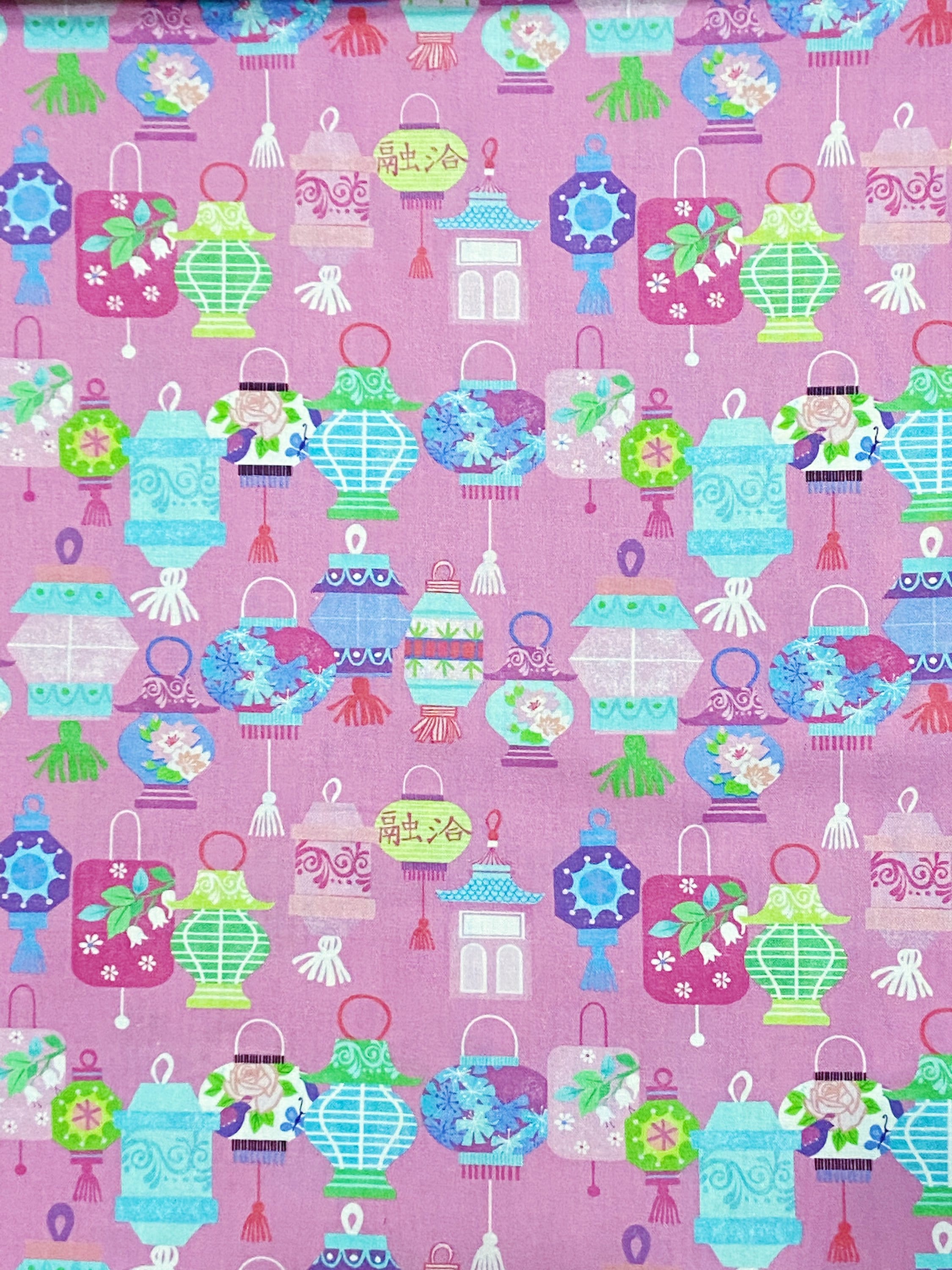 Lantern cotton woven fabric pink fabric by the yard cotton | Etsy