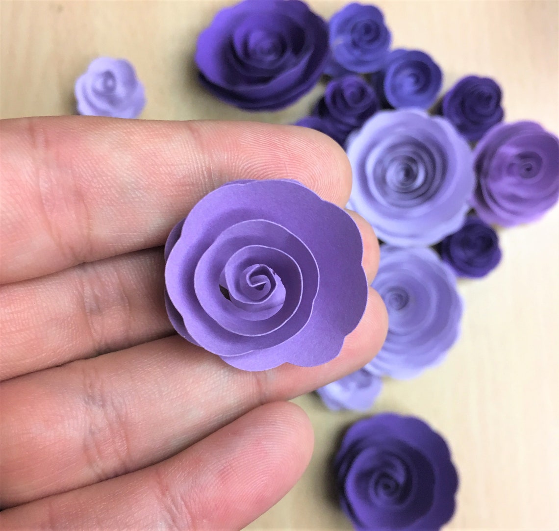 Purple Paper Roses Solid Purple Paper Flowers Small | Etsy