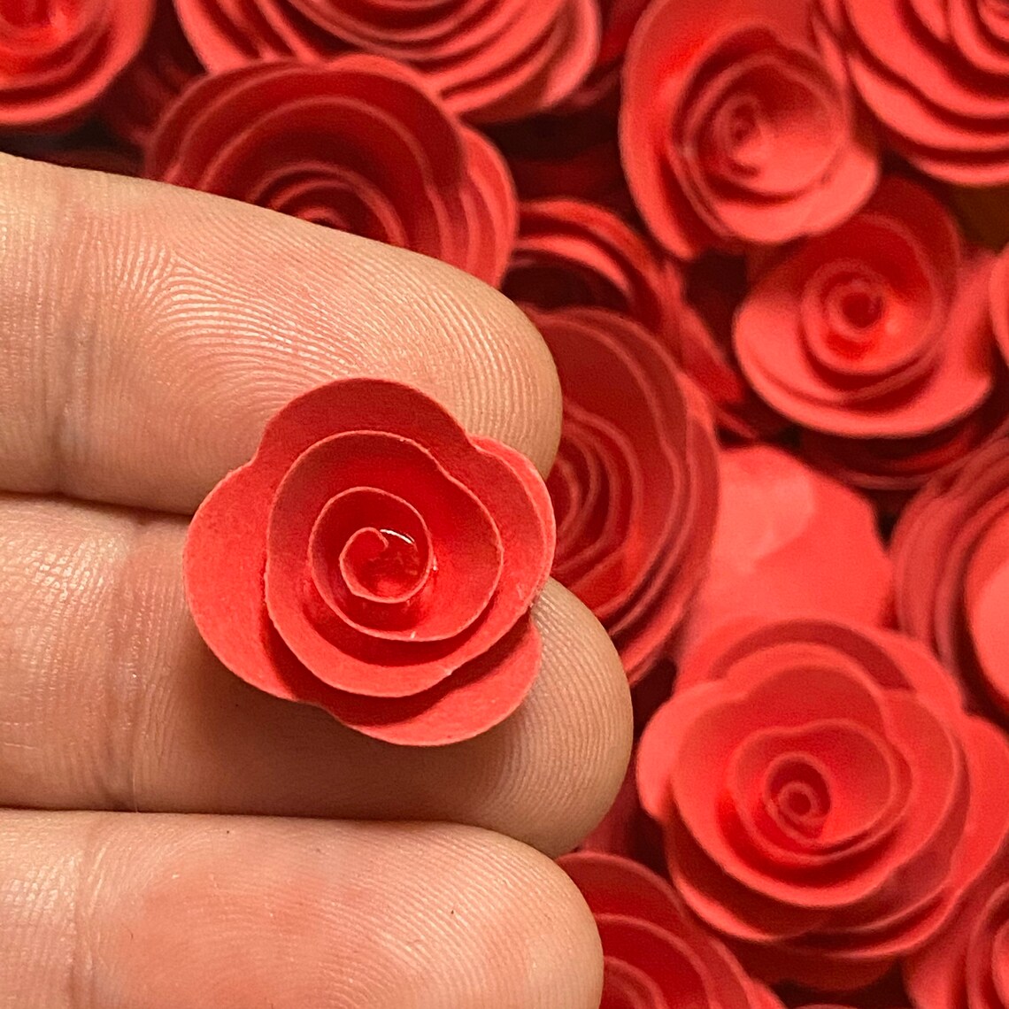 Red Paper Roses Solid Red Paper Flowers Small Handmade - Etsy