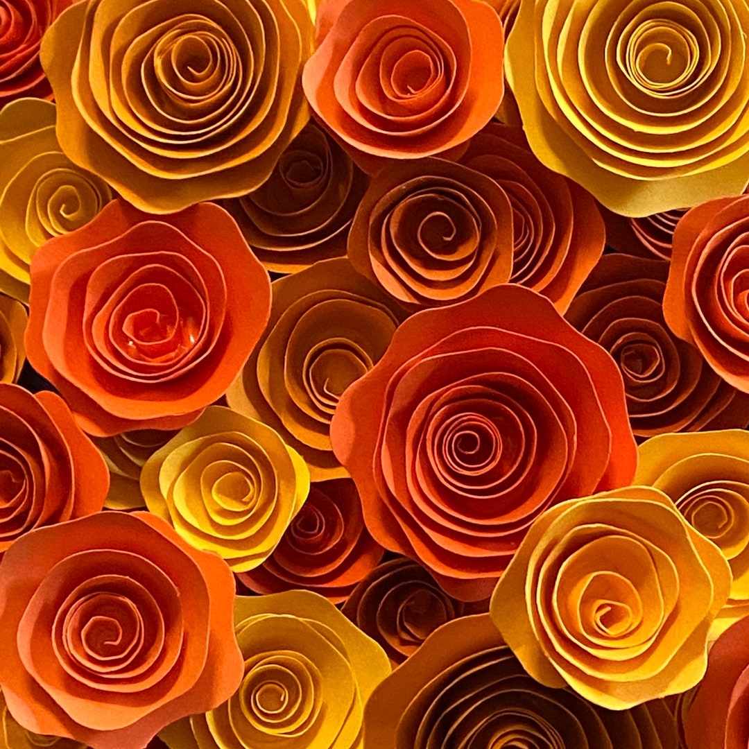 Wavy Orange Roses - “juice” Solid Orange Paper Flowers Set, Small ...