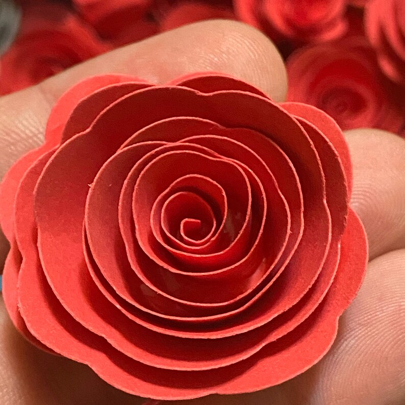 Red Paper Roses | Solid Red Paper Flowers | Small Handmade Paper ...