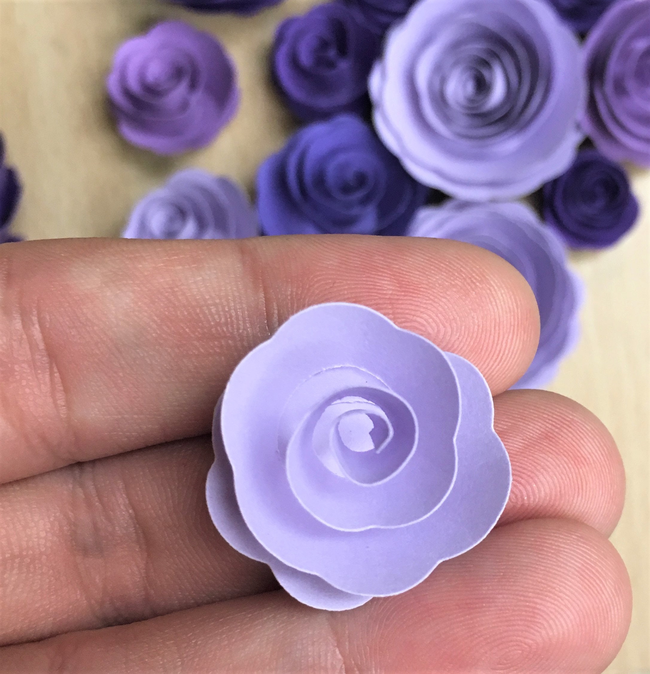 Purple Paper Roses Solid Purple Paper Flowers Small Etsy