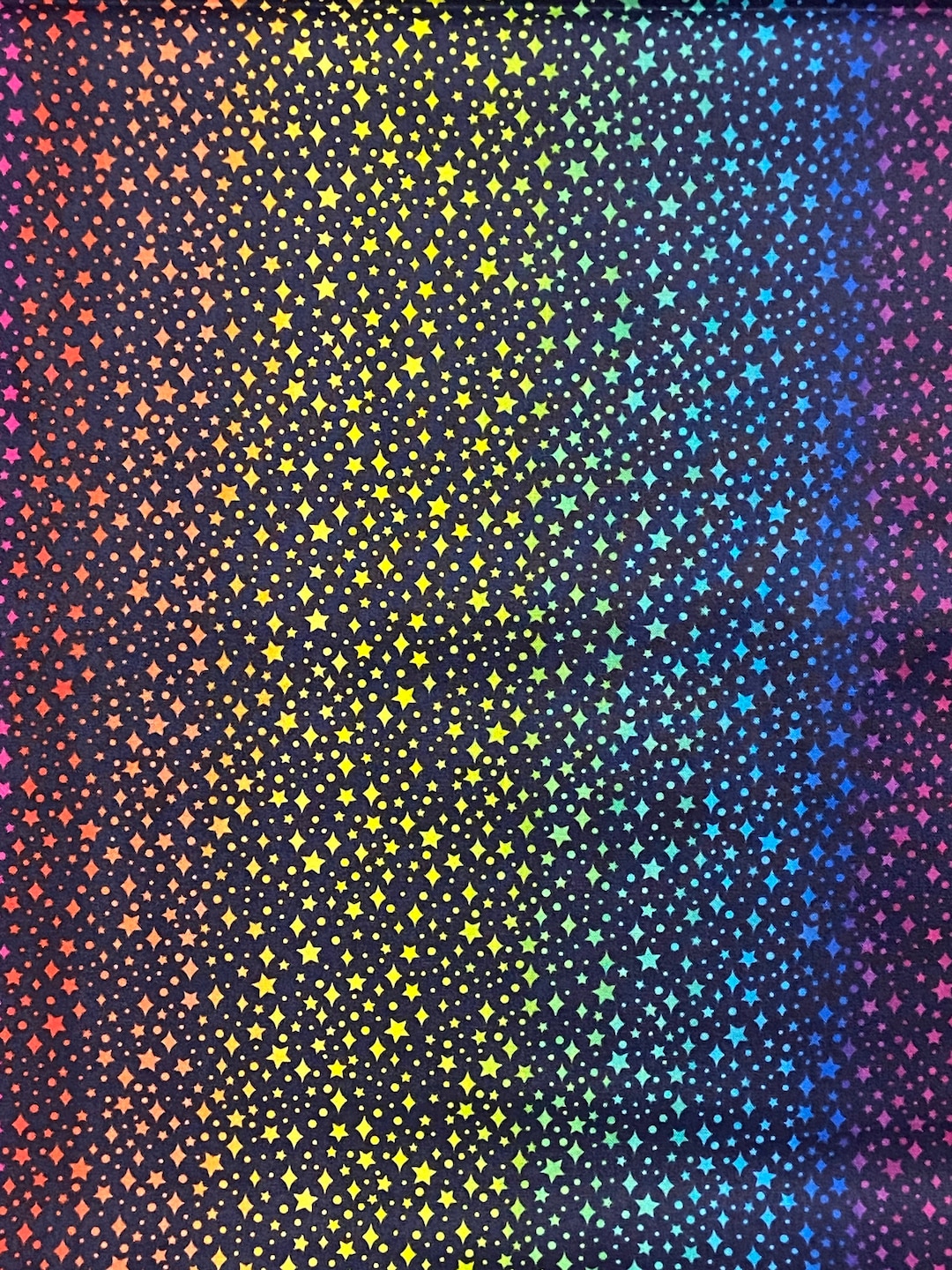 Rainbow Stars Cotton Woven Fabric, Rainbow Fabric by the Yard, Cotton ...