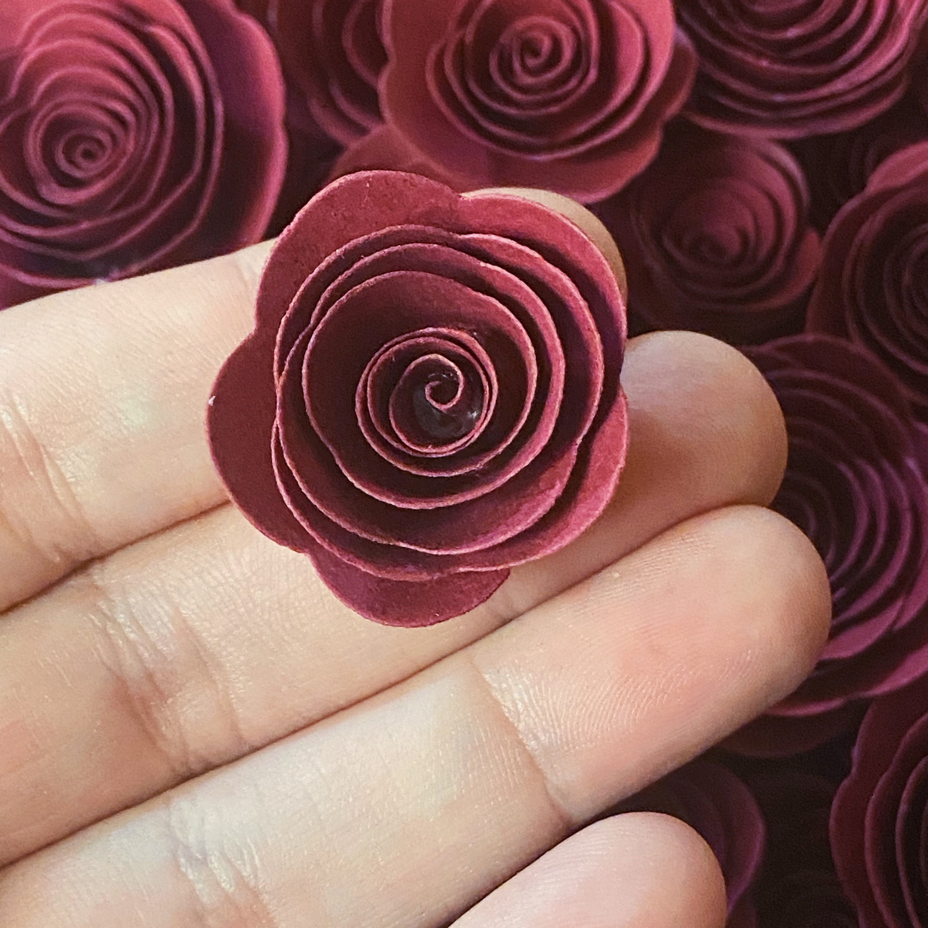 Dark Red Paper Roses, Solid Red Paper Flowers, Burgundy Roses, Burgundy ...