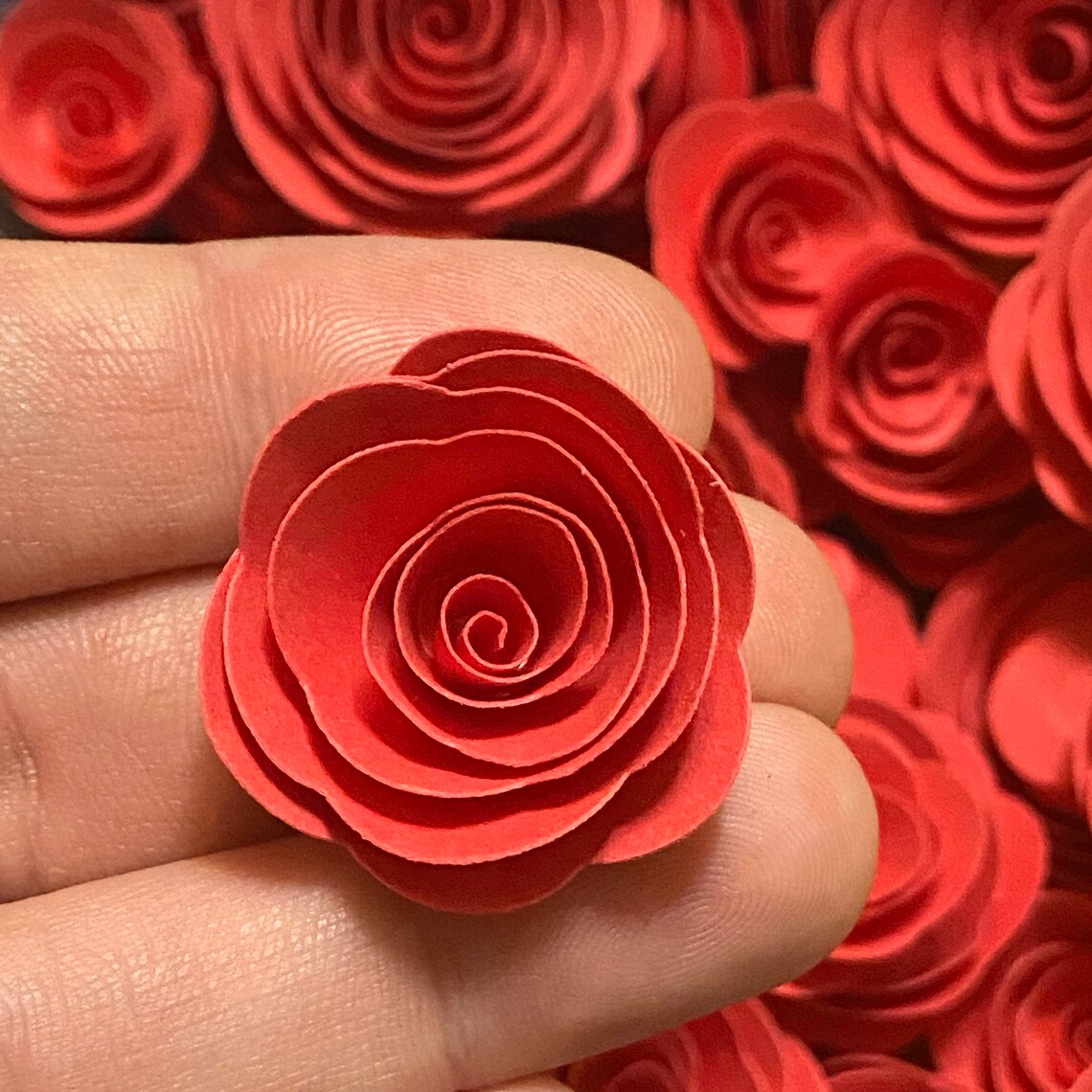 Red Paper Roses | Solid Red Paper Flowers | Small Handmade Paper ...