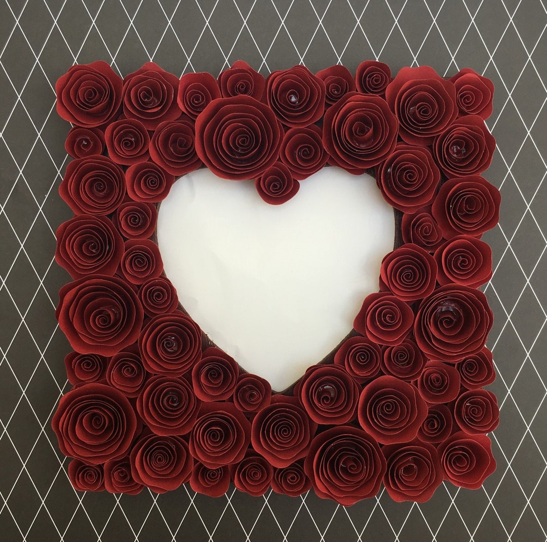 Red Flower Picture Frame Handmade Flower Photo Frame Red Roses Picture ...