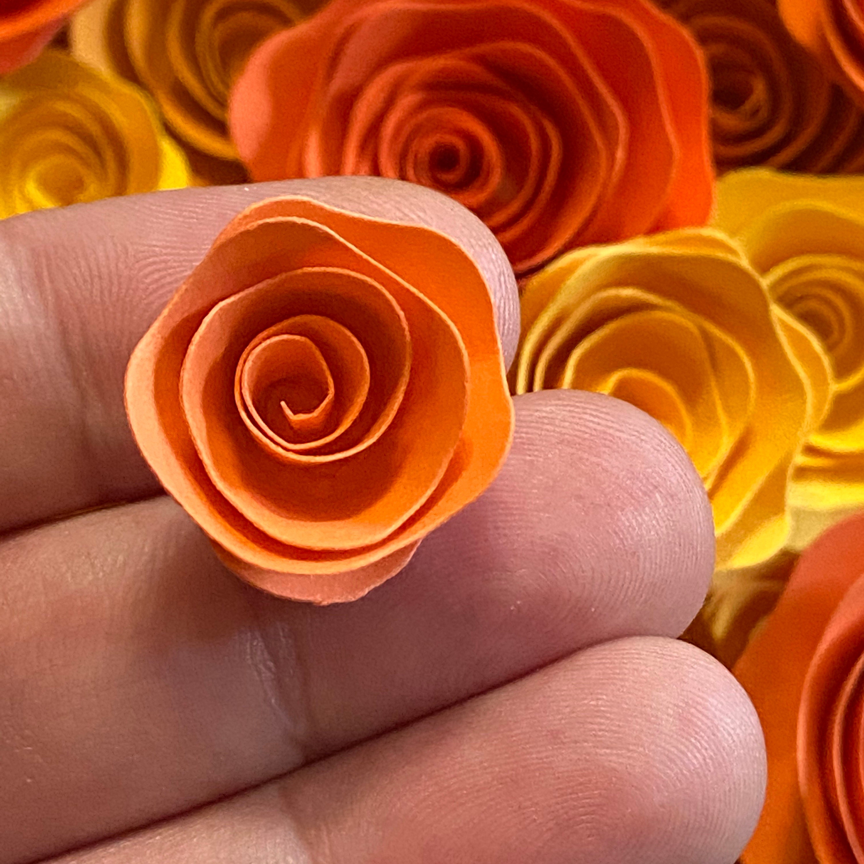 Wavy Orange Roses Juice Solid Orange Paper Flowers Set | Etsy