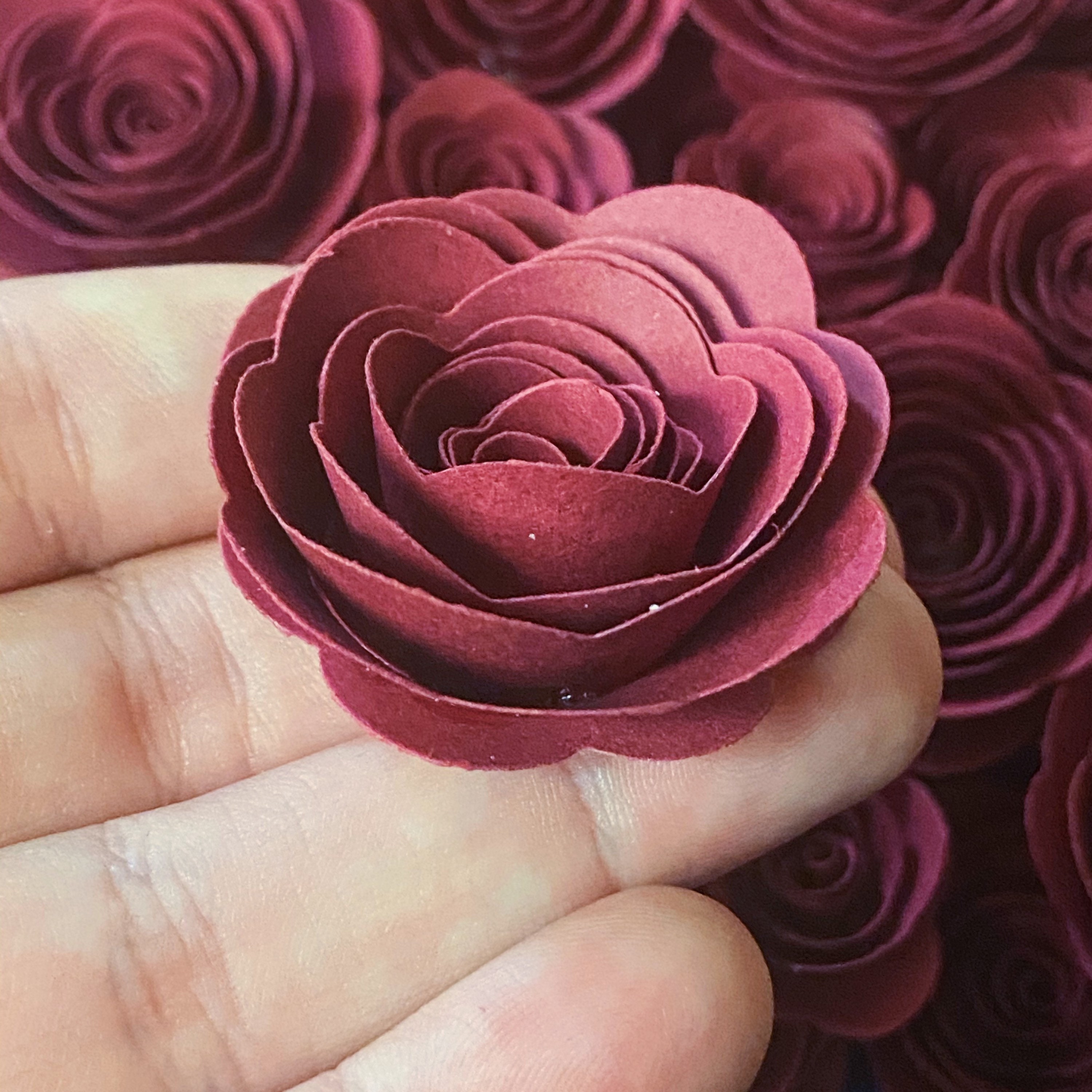 Dark Red Paper Roses Solid Red Paper Flowers Burgundy Roses - Etsy