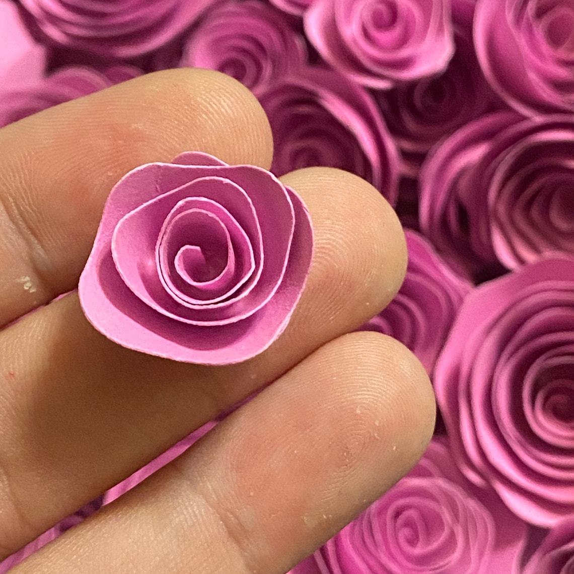 Pink Paper Roses Solid Pink Paper Flowers Small Handmade - Etsy