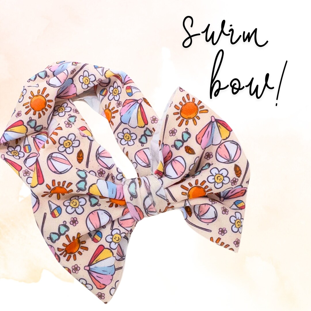 Beach Day Hair Bow | SWIM BOW | Summer Girls Bows, Headwrap, Bow on ...