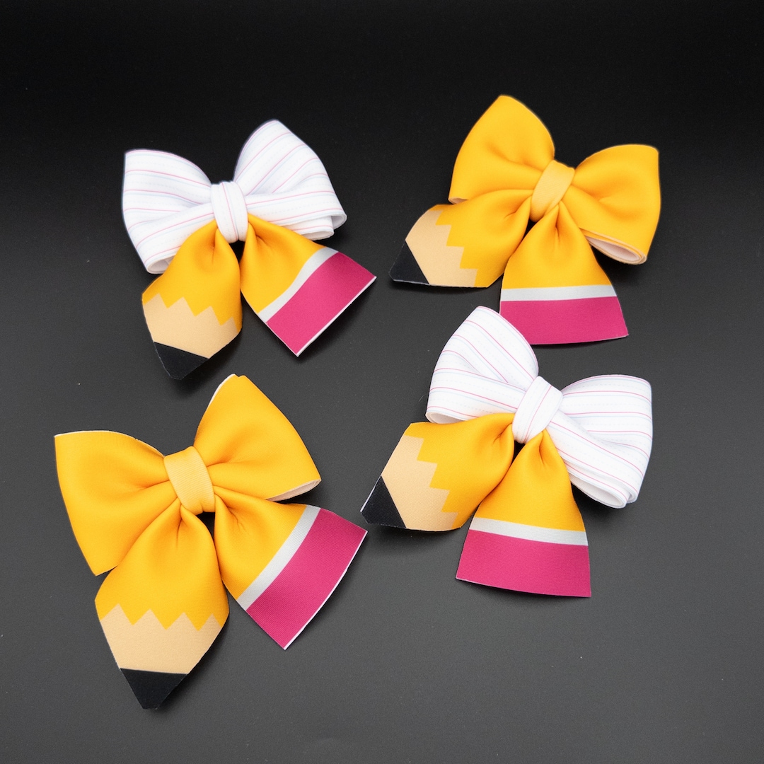 Back to School Pencil & Paper Bow | Back to School Bows, Bow on Clip ...