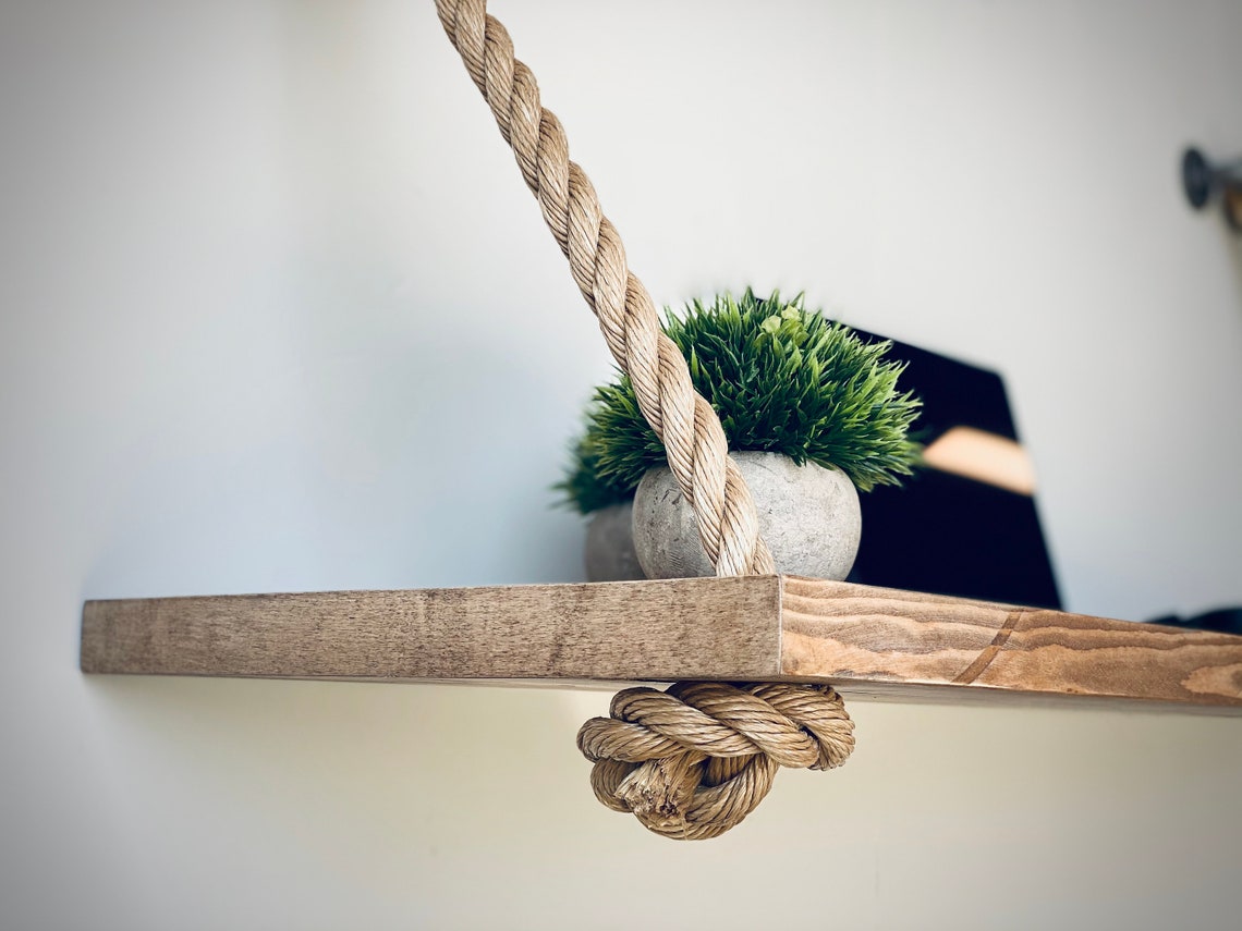 Rustic Standing Desk Rope Shelf Desk Floating Desk | Etsy