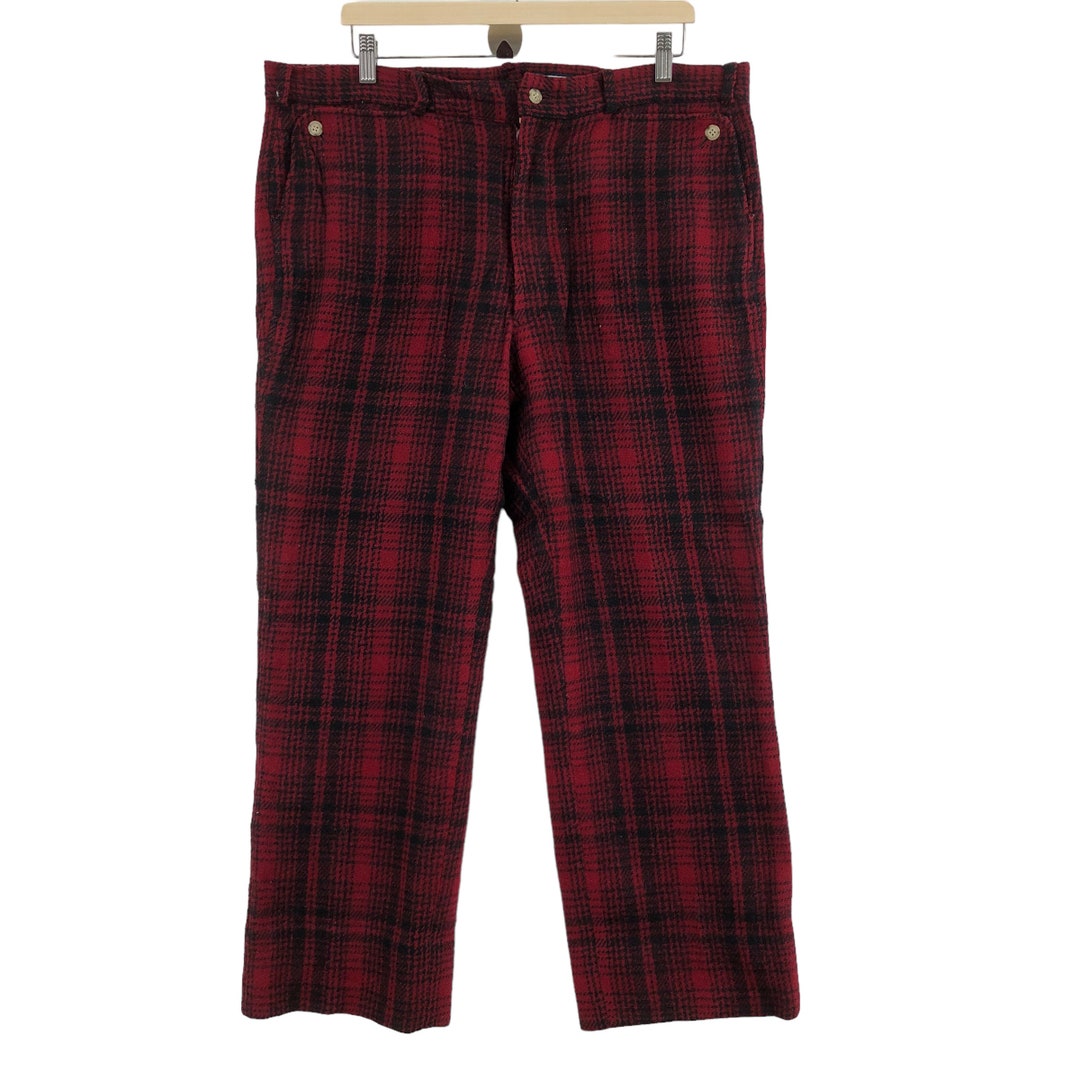Vintage Polo RALPH LAUREN Wool Pants Red Checkered Design Streetwear - Etsy