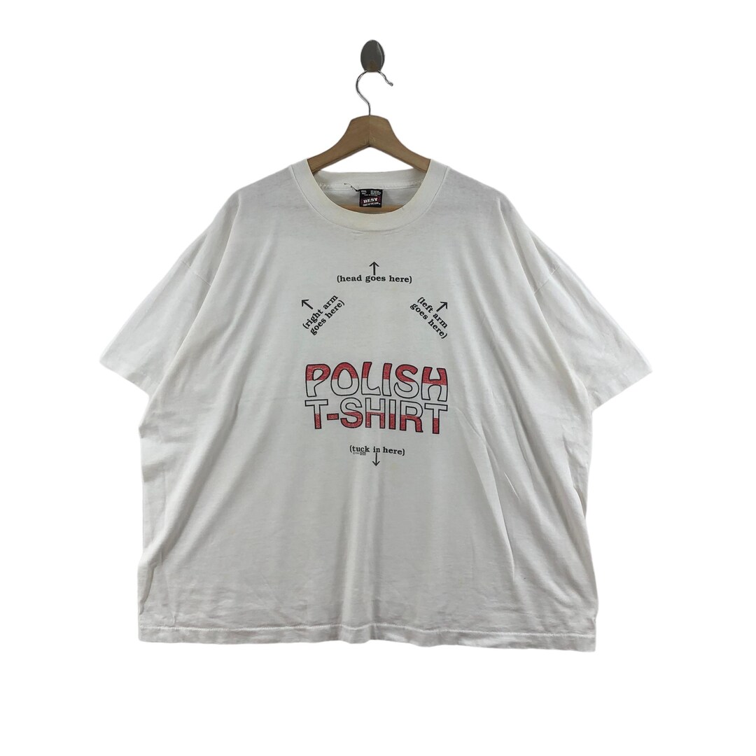 Vintage 90s Polish T-shirt - Fruit of the Loom XXXL - Etsy