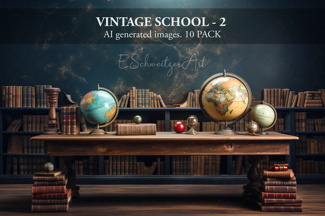 Vintage Old School -2. Back to School Digital Background. AI Generated ...