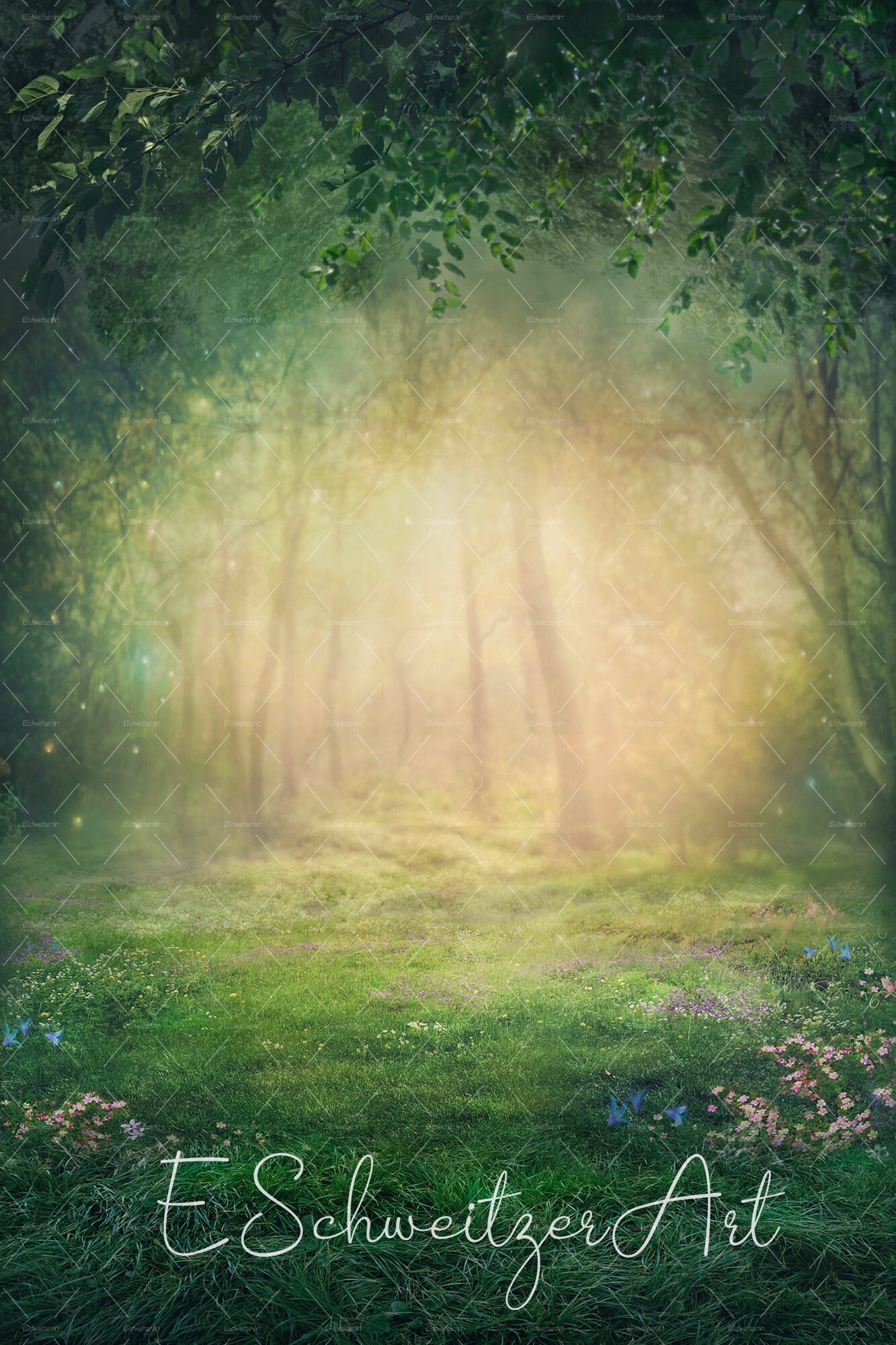Magic Forest Digital Backdrop. Fantasy Wood Vertical Background for ...