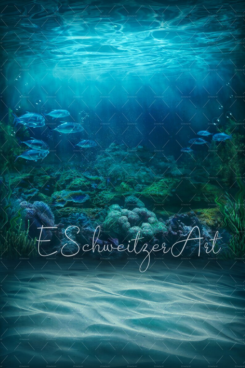 Magic Underwater Digital Backdrop. Ocean Vertical Background for ...