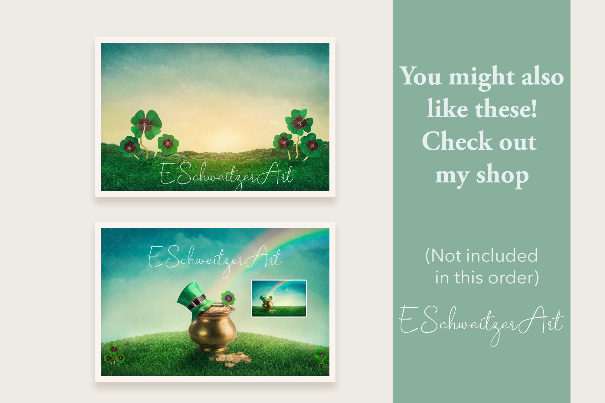 5 PACK. Four Leaf Clover Overlays. 5 PNG Files Isolated Transparent ...