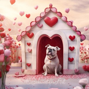Valentine Love Doghouse Digital Backdrop Bundle. AI Generated. Hearts ...