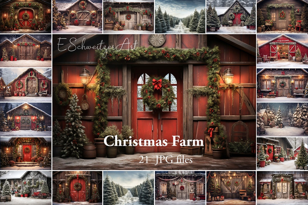 Christmas Farm Digital Backdrop Bundle. Digital Download. AI Generated ...